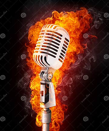 Microphone in Fire stock illustration. Illustration of abstract - 16413121