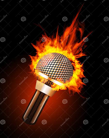 Microphone in Fire stock vector. Illustration of burning - 40224215