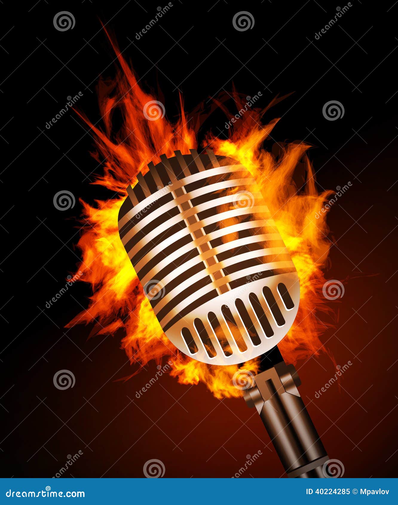 Microphone in Fire stock vector. Illustration of audio - 40224285