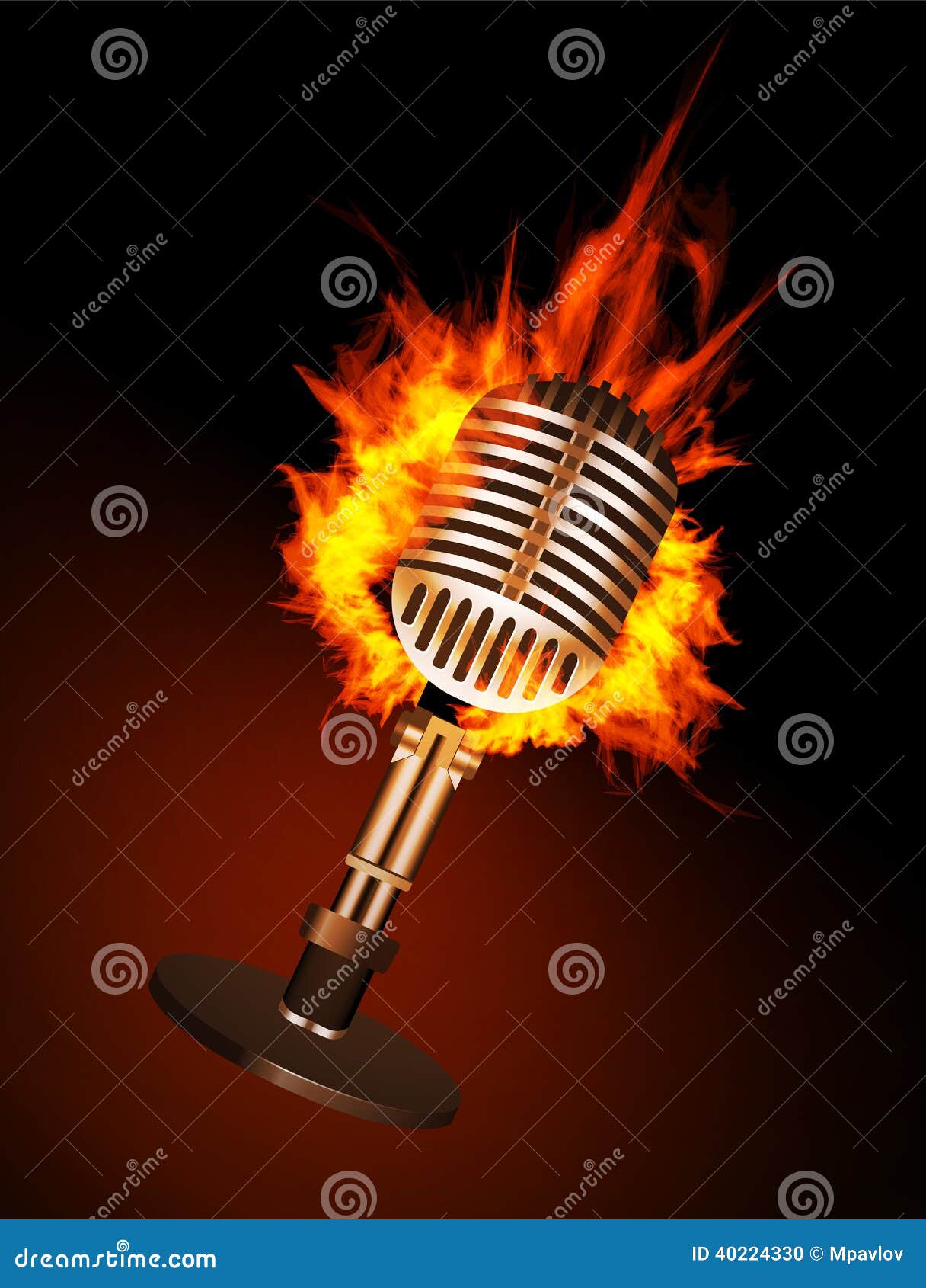 Microphone in Fire stock vector. Illustration of burning - 40224330