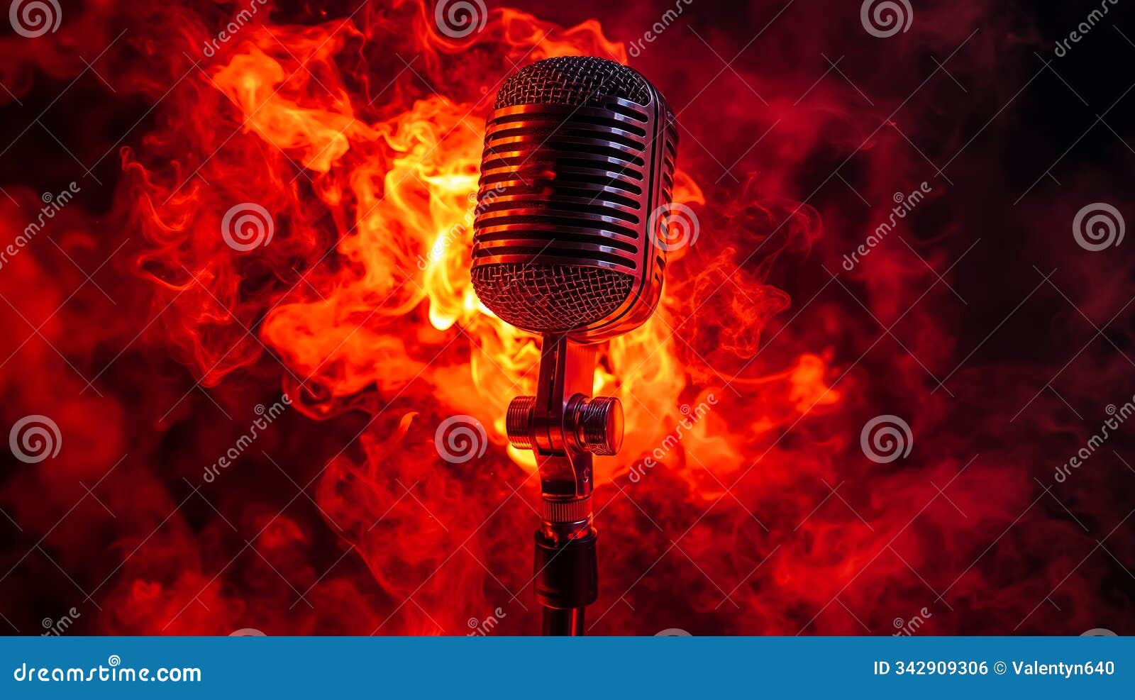 A Microphone on Fire with a Black Background Stock Photo - Image of ...