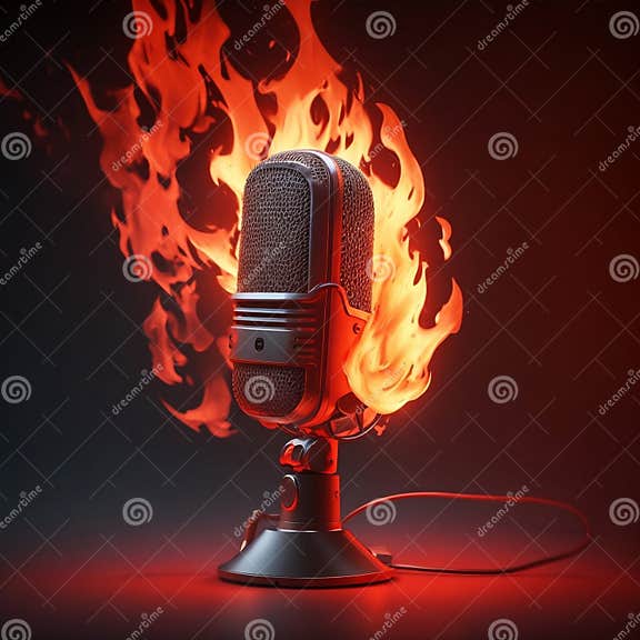 Microphone on fire stock image. Image of lighting, music - 288499295