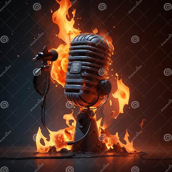 Microphone on fire stock illustration. Illustration of campfire - 288499335