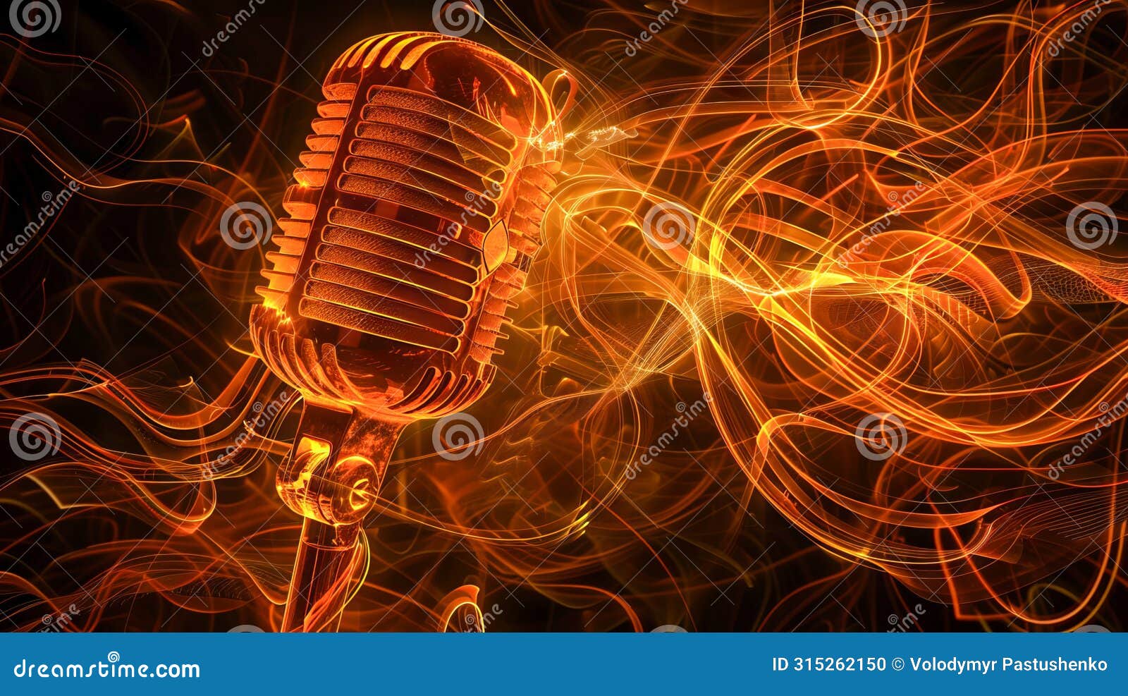 A Microphone with Fire and Smoke Stock Photo - Image of microphone ...