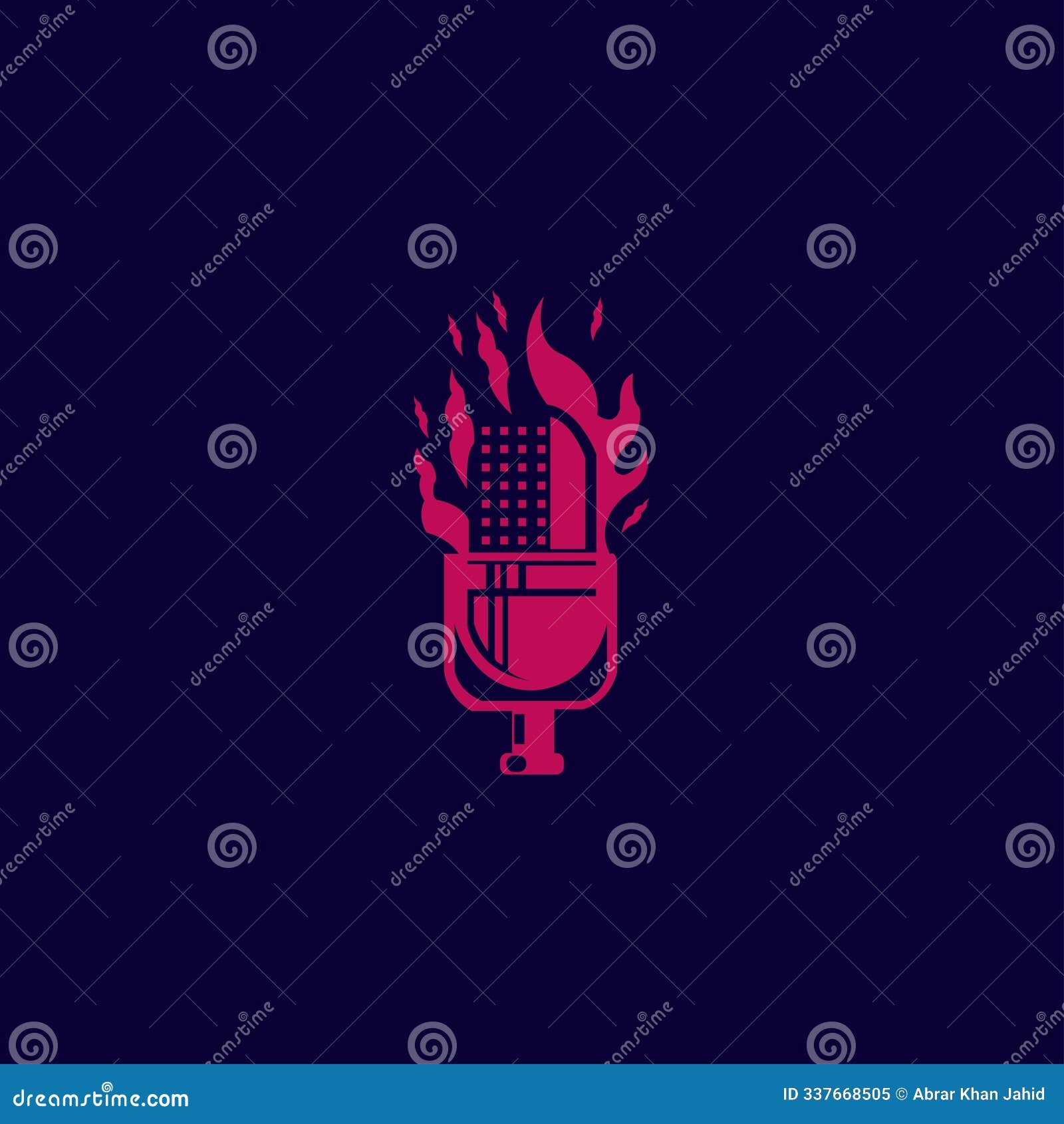 Microphone with Fire Vector Logo Template Stock Illustration ...