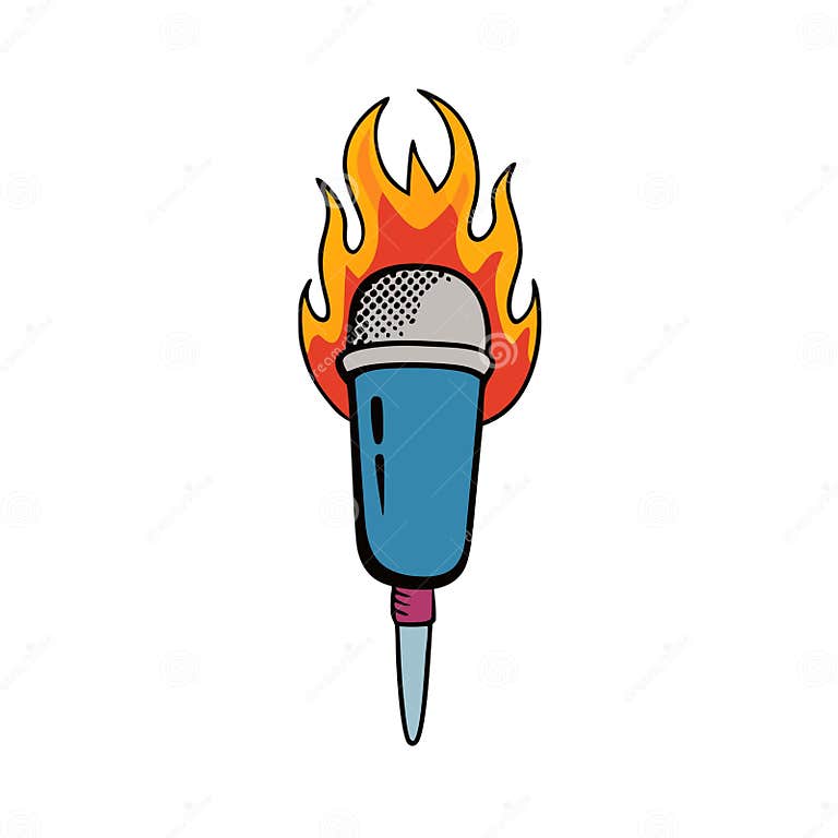 A Microphone with Flames of Different Colors. Stock Vector ...
