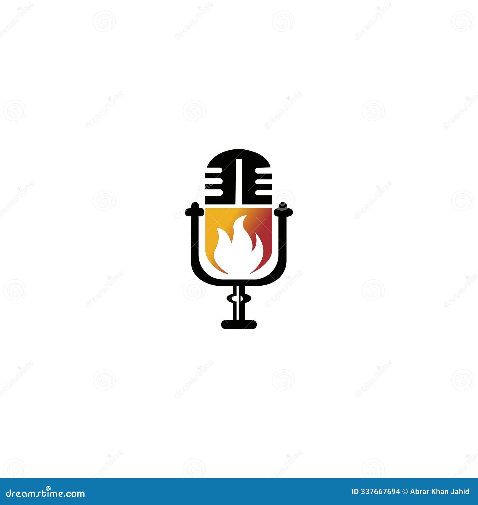 Microphone with Flames Icon Music Fire Logo Stock Illustration ...