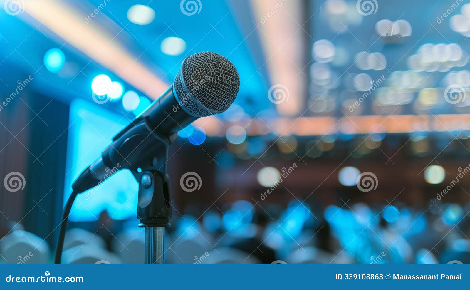 Microphone in Forum Meeting Room for Speaker Speech Presentation and ...