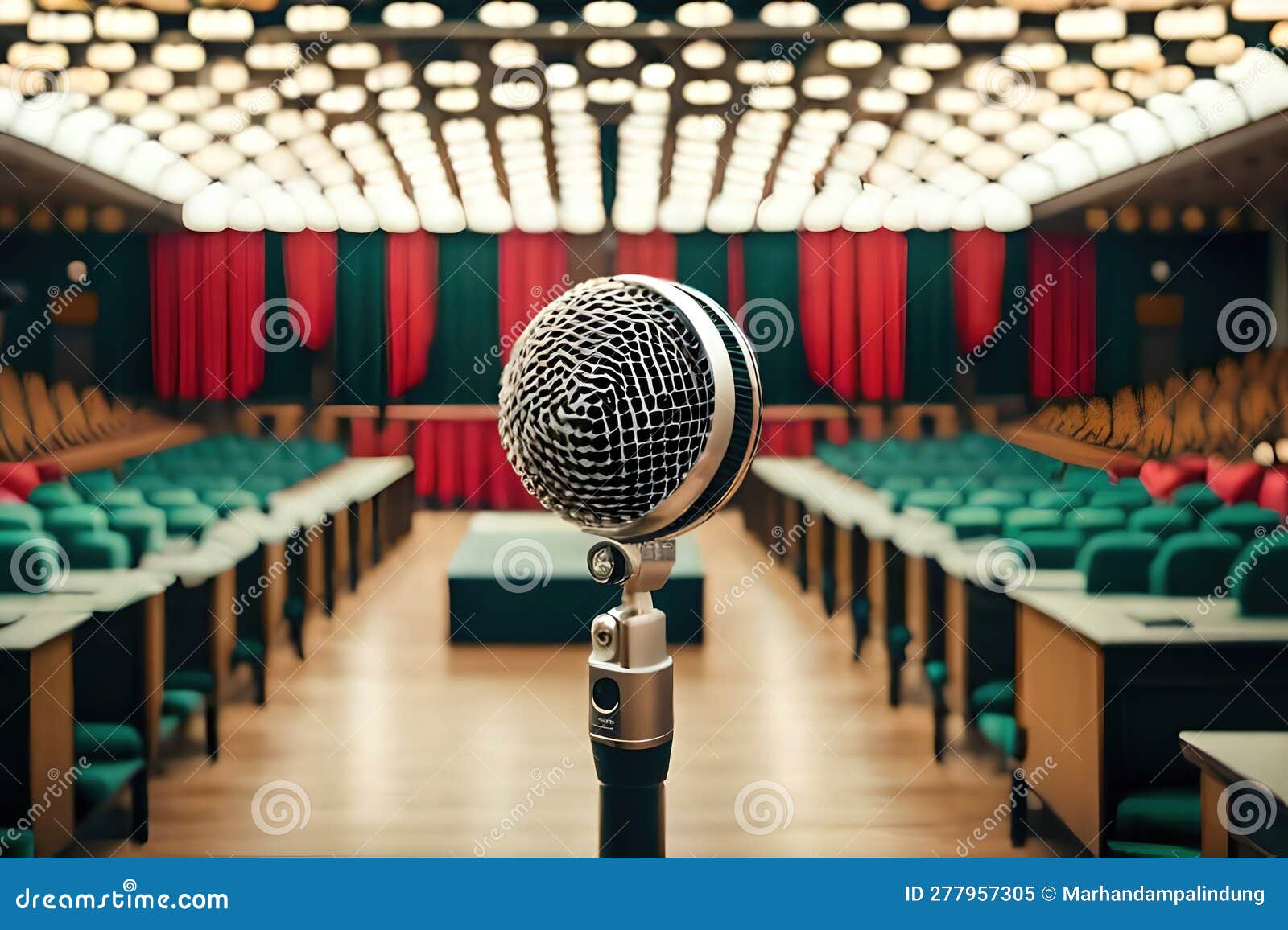 A Microphone in Front of an Audience. Comedy Music and Theater Live ...