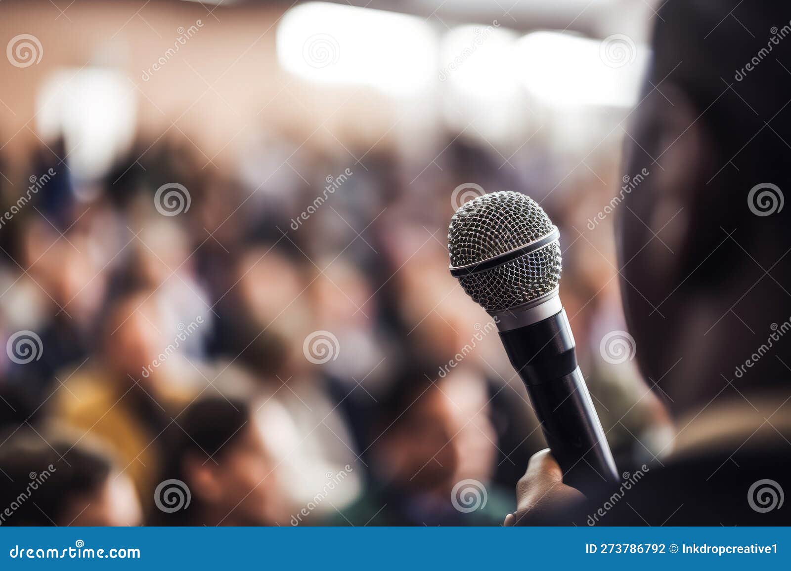 A Microphone in Front of a Conference Seminar Audience. Generative Ai ...