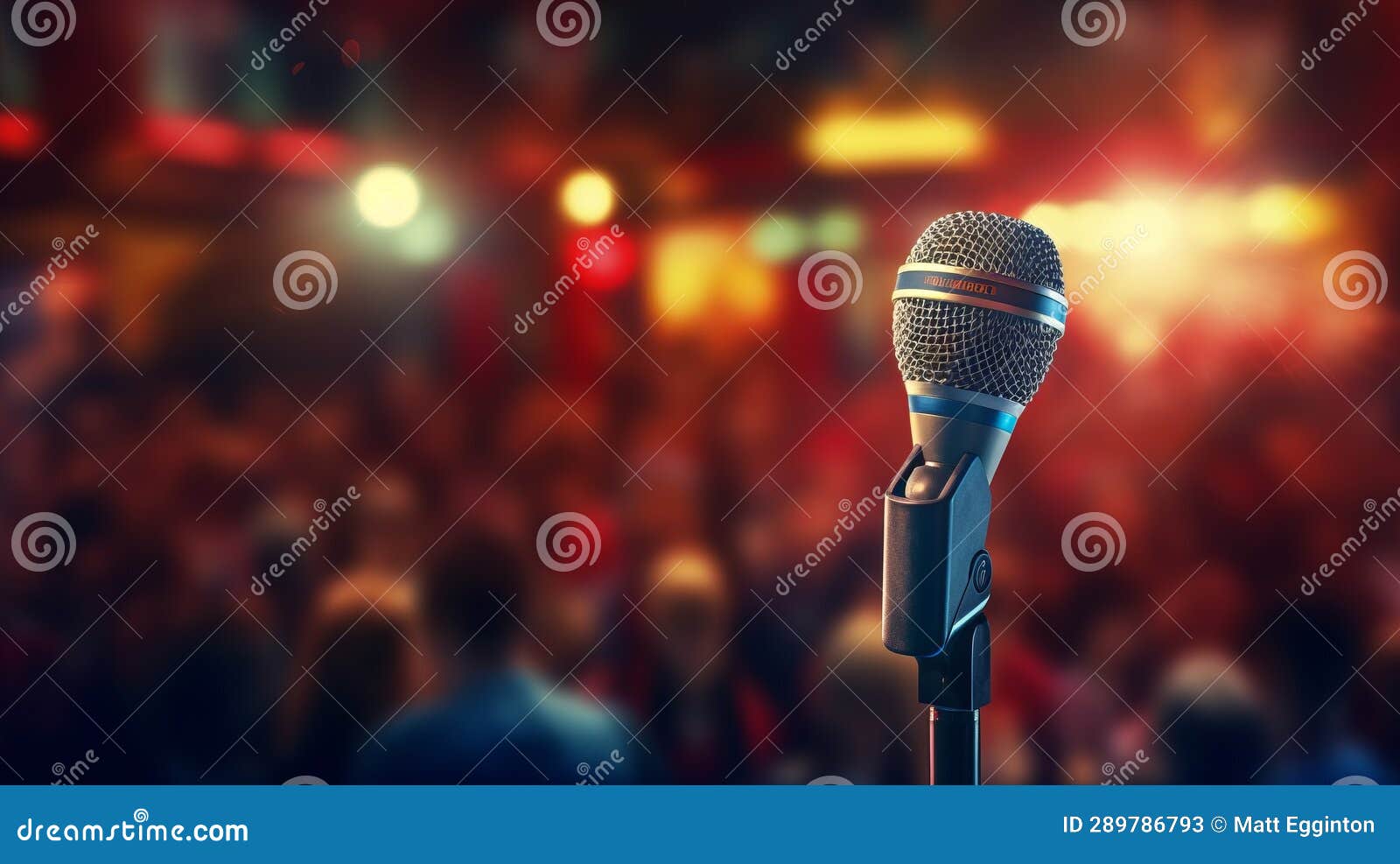 A Microphone in Front of a Lively Crowd Stock Illustration ...
