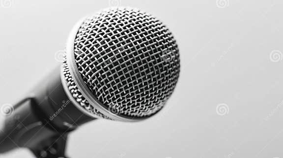 A Microphone with a Fuzzy White Background Stock Photo - Image of rock ...