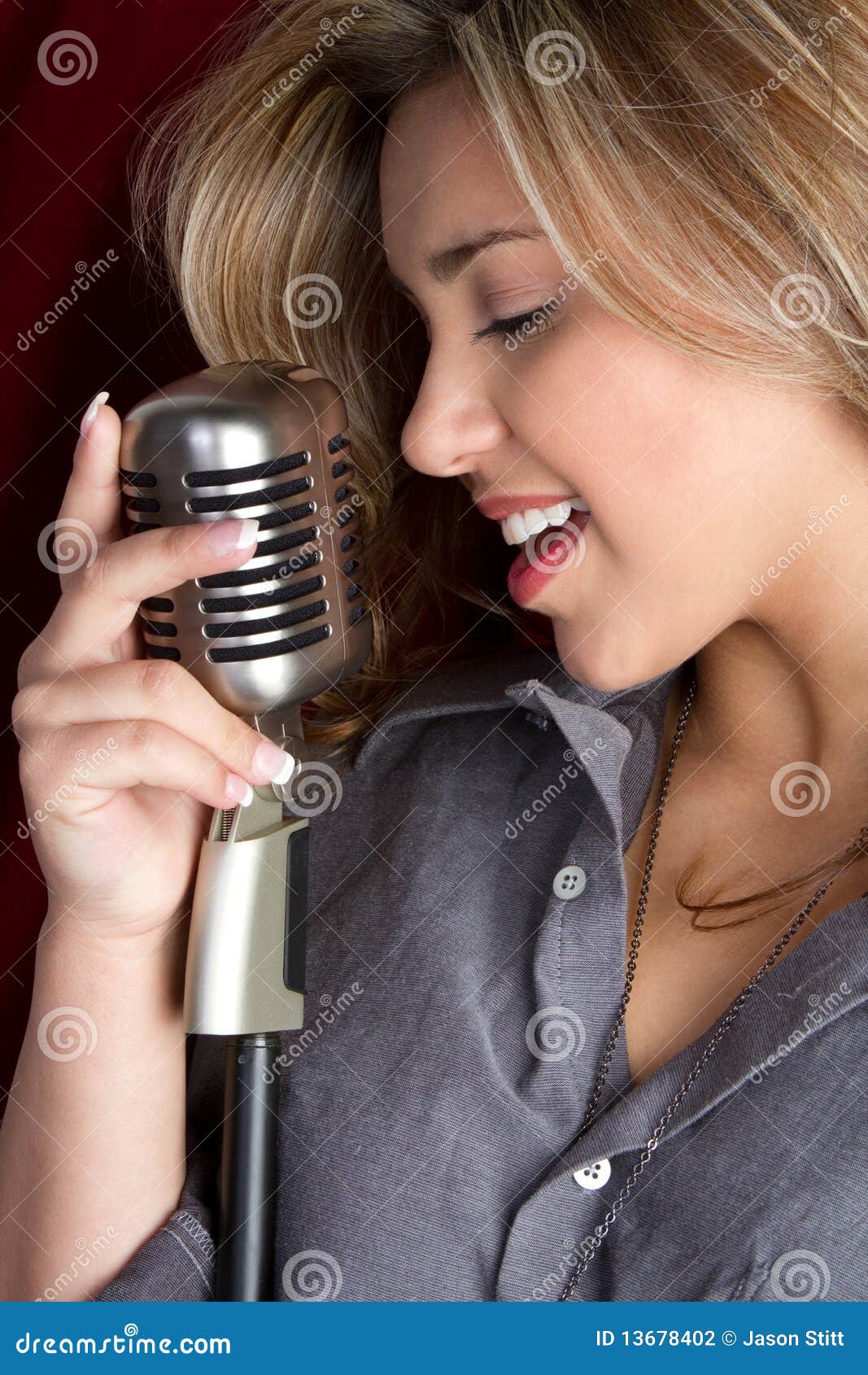 Microphone Girl stock photo. Image of model, face, fashioned - 13678402