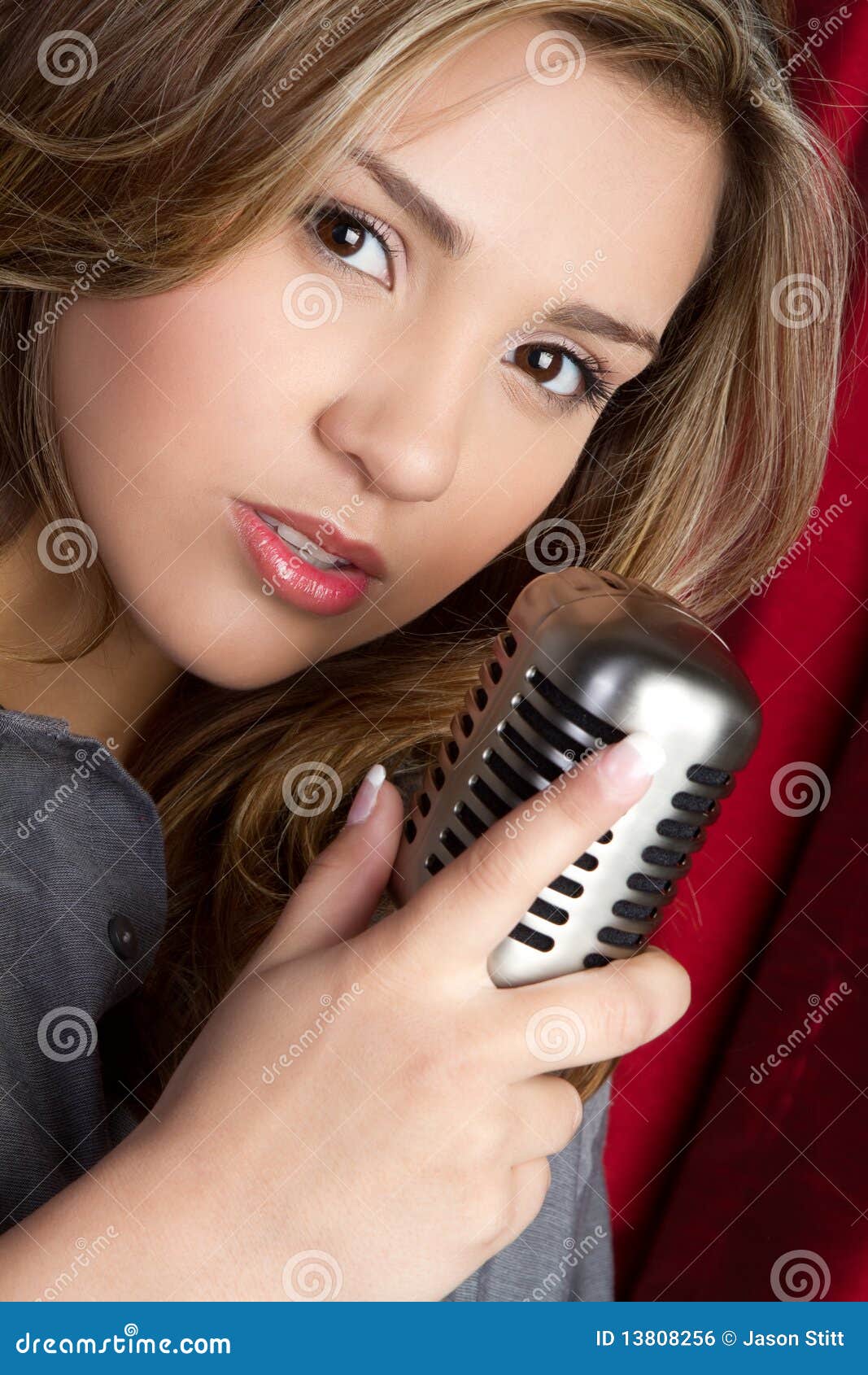 Microphone Girl stock photo. Image of people, female - 13808256