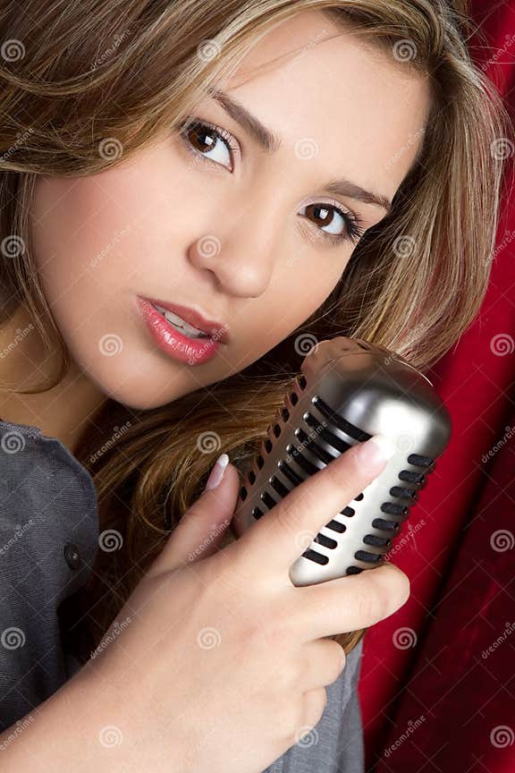 Microphone Girl stock photo. Image of people, female - 13808256