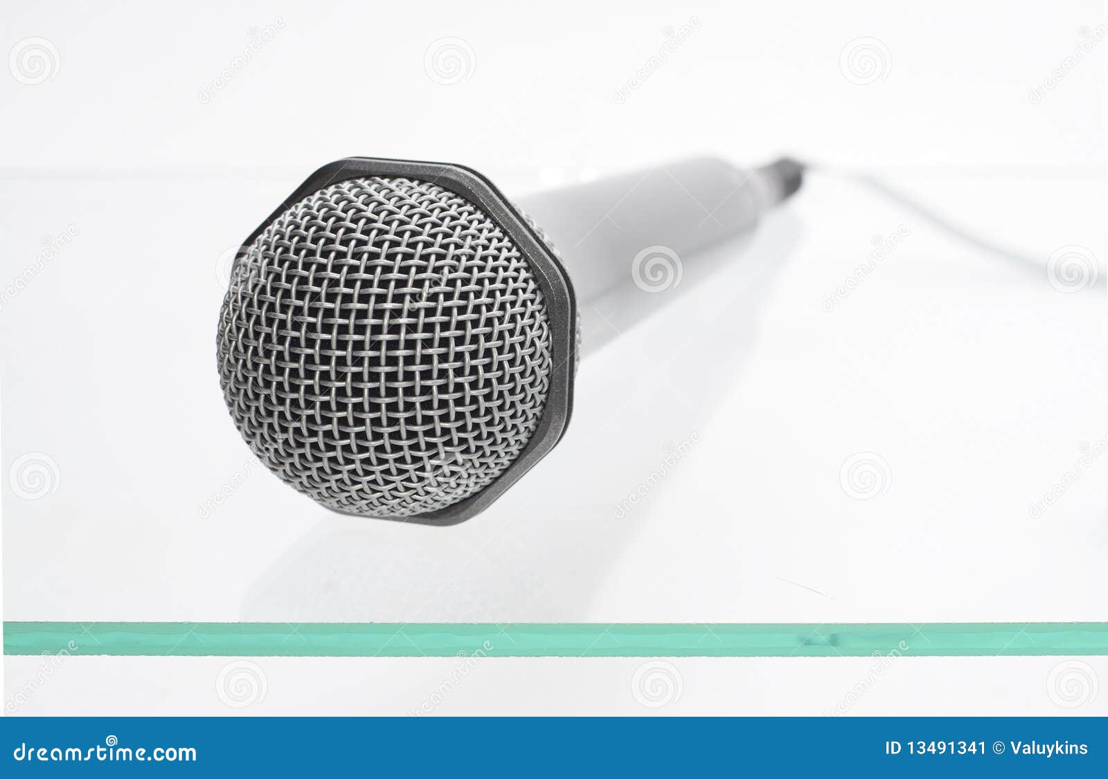 Microphone on the Glass Table Stock Image - Image of recording ...
