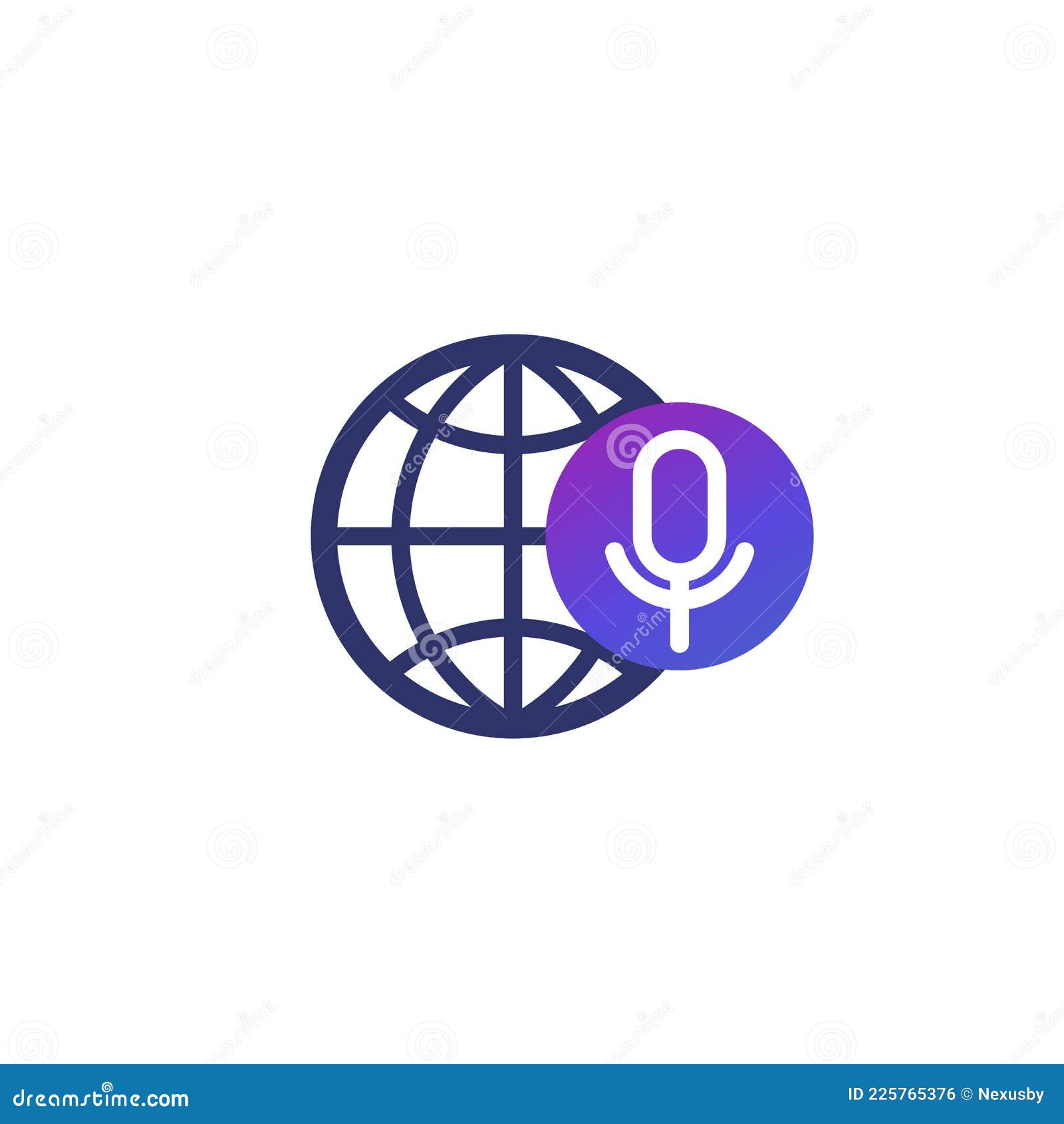 Microphone and Globe Icon on White Stock Vector - Illustration of ...