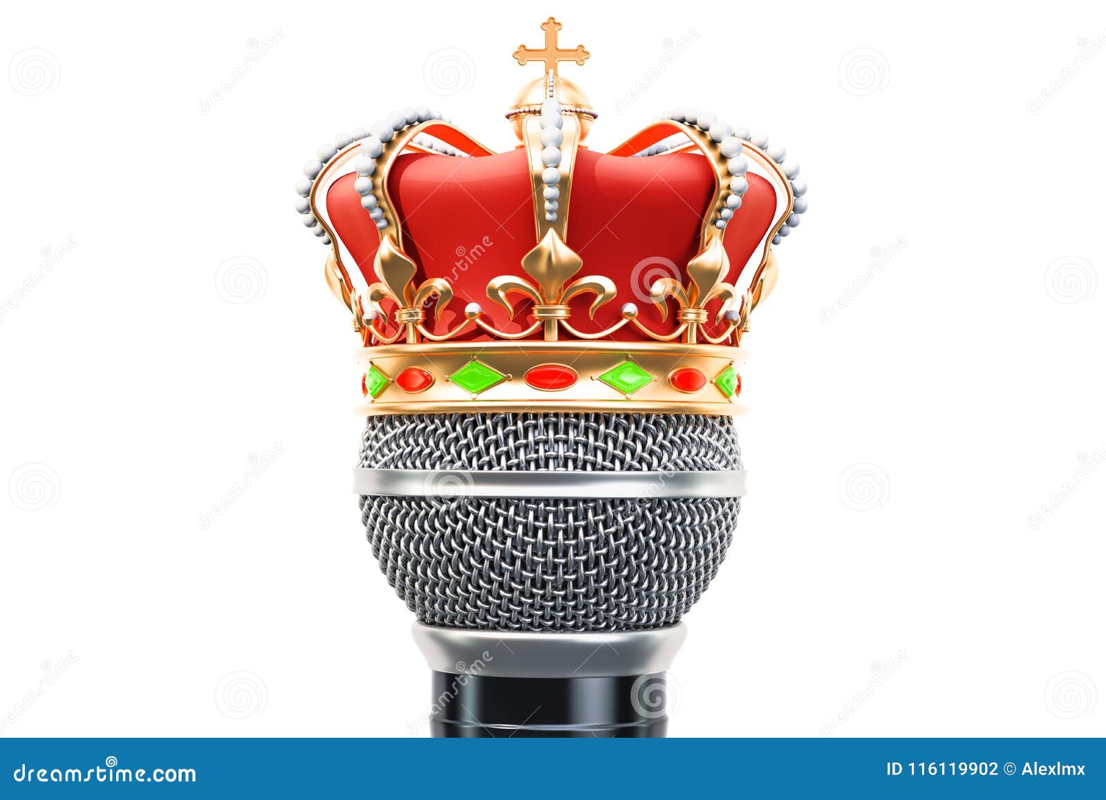Microphone with Golden Crown, 3D Rendering Stock Illustration ...