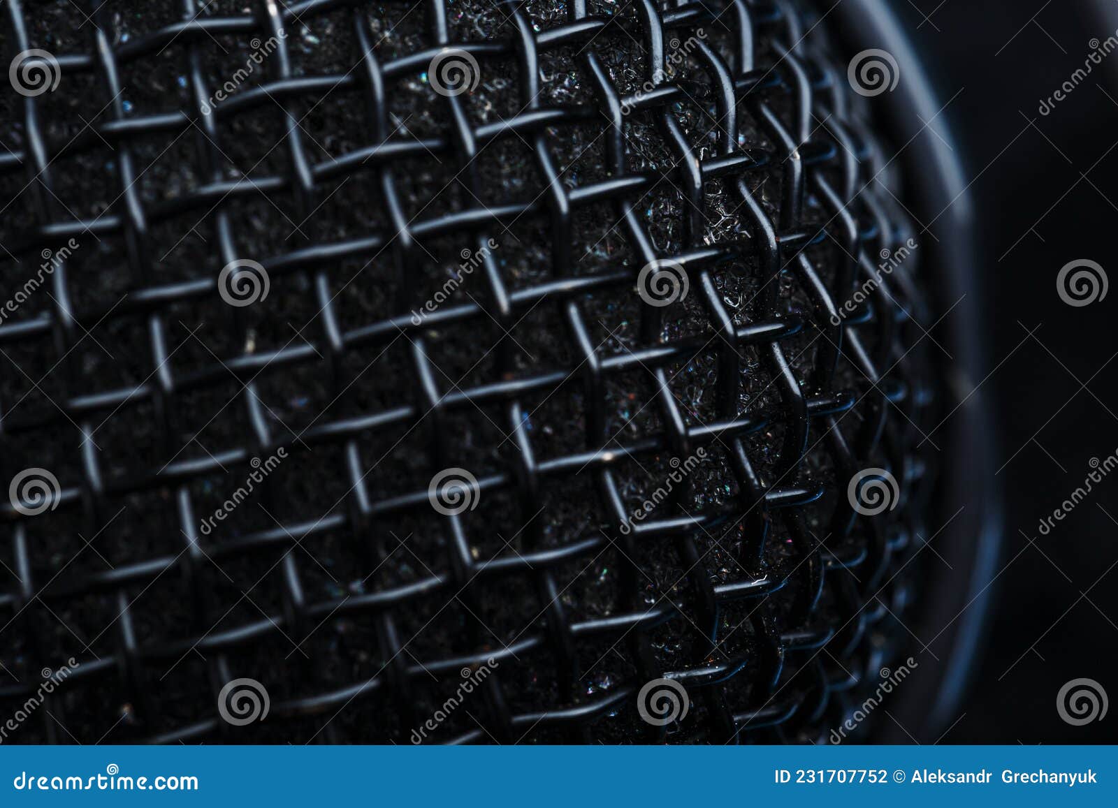 The Metallic Texture of the Microphone Grille is a Full-screen Close-up ...