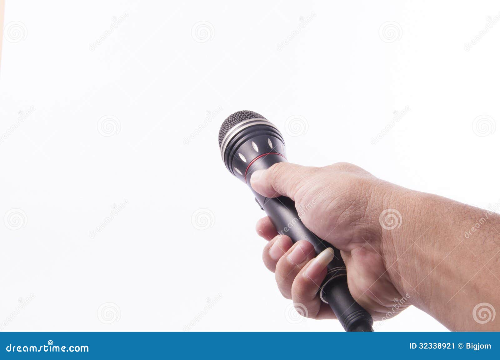 Microphone and hand stock image. Image of membrane, close - 32338921