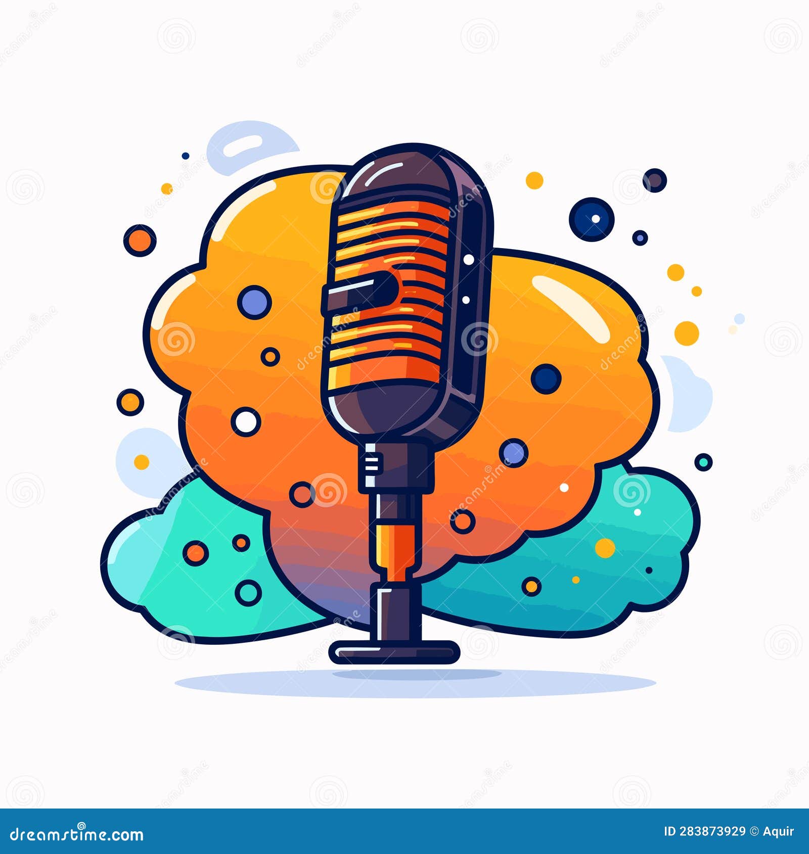 Microphone Hand-drawn Comic Illustration. Microphone. Vector Doodle ...