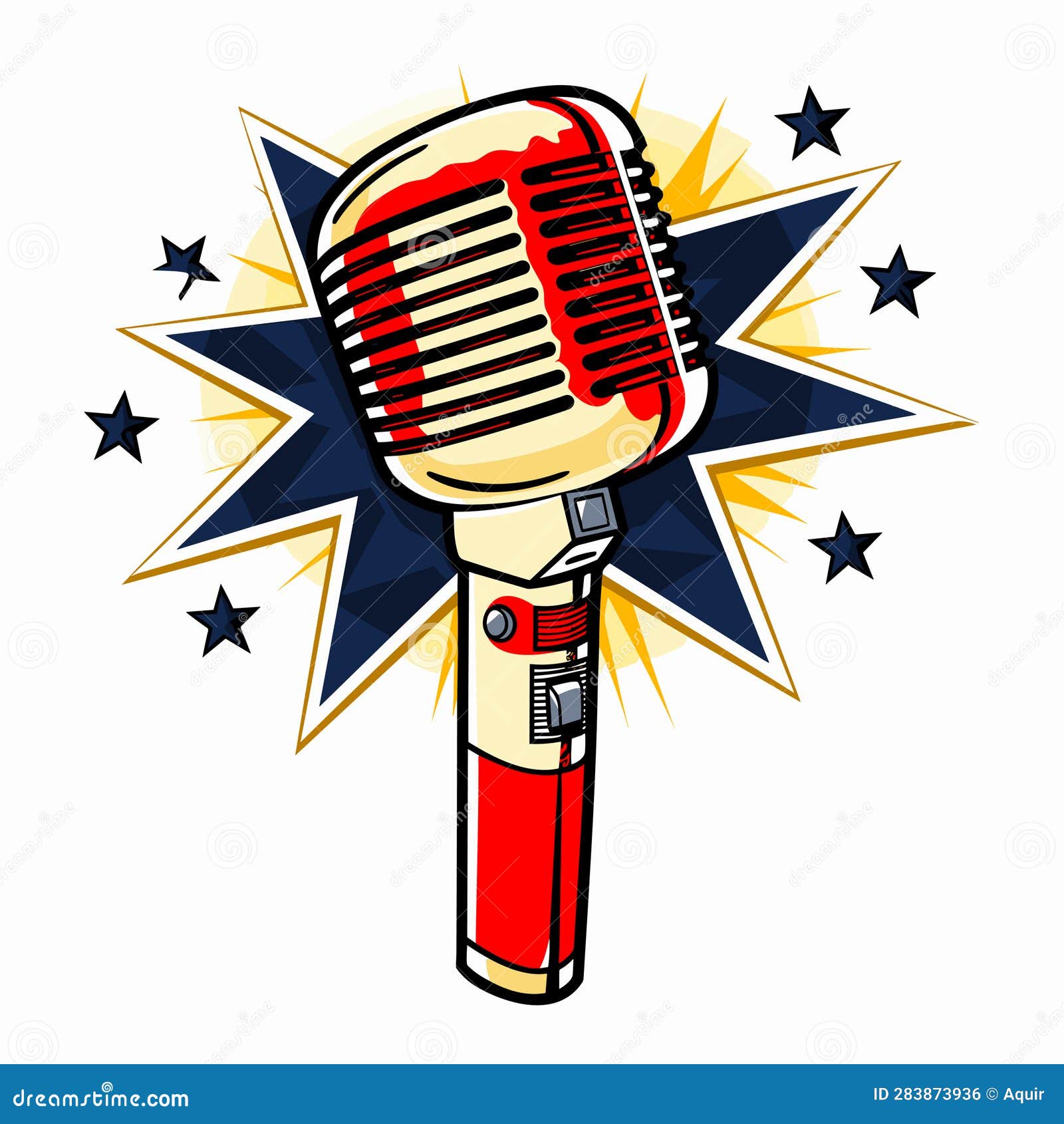 Microphone Hand-drawn Comic Illustration. Microphone. Vector Doodle ...