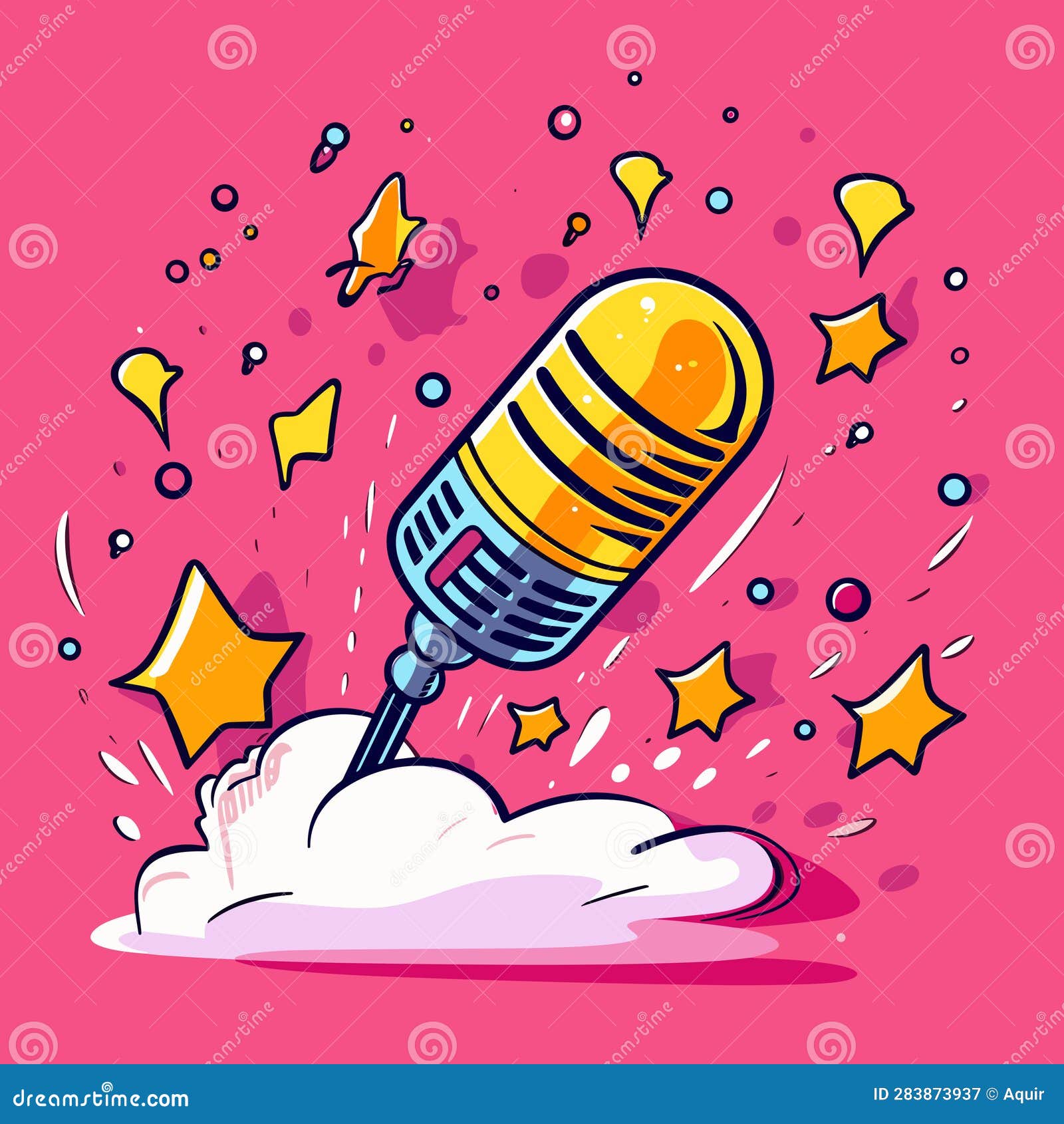 Microphone Hand-drawn Comic Illustration. Microphone. Vector Doodle ...