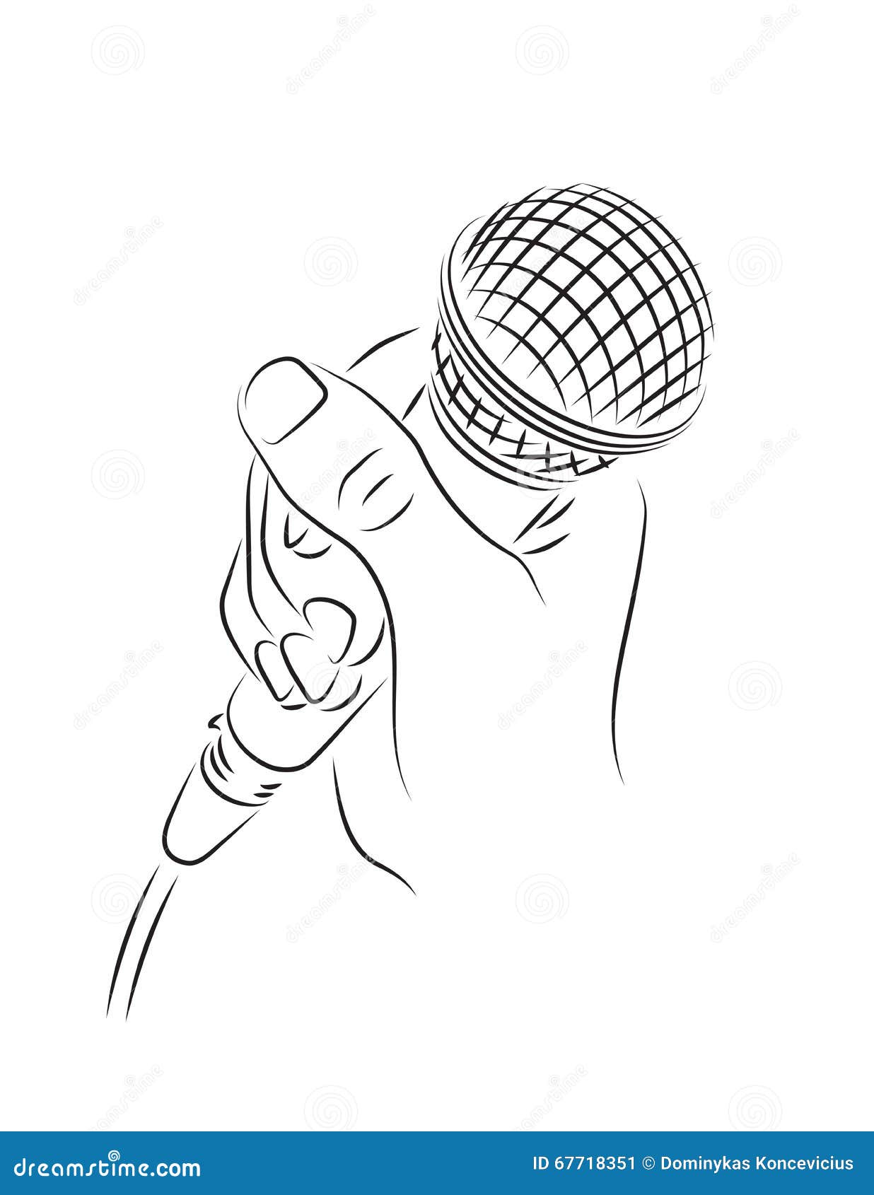 Microphone in hand stock vector. Illustration of communication - 67718351