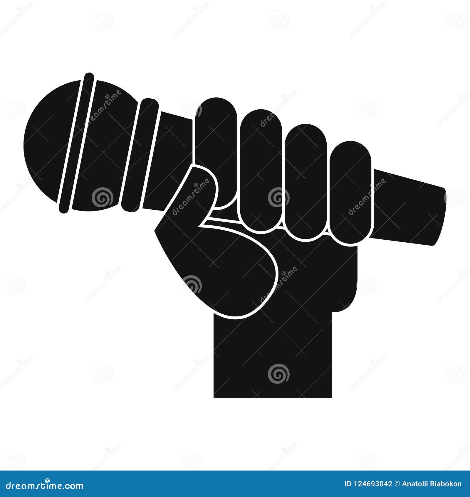Microphone Hand Icon, Simple Style Stock Illustration - Illustration of ...