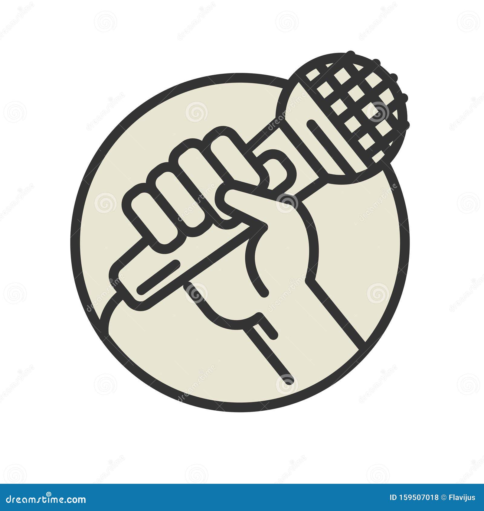 Microphone in Hand Icon or Symbol Isolated Stock Vector - Illustration ...