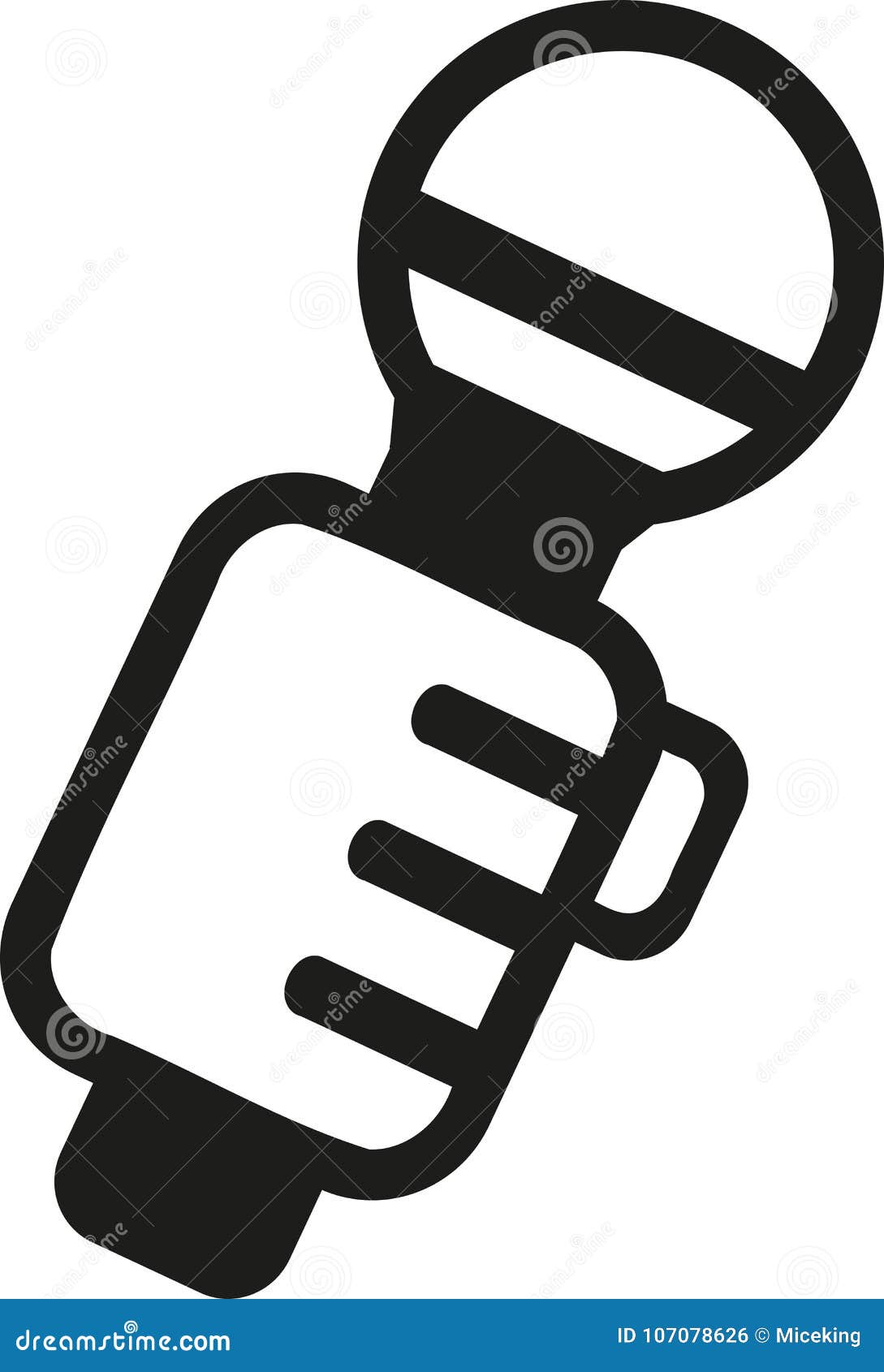 Microphone in hand icon stock vector. Illustration of sound - 107078626