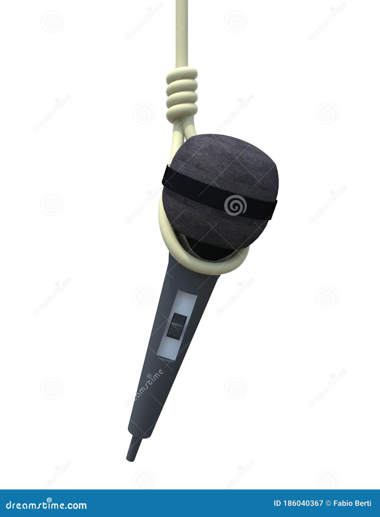Microphone Hanged Isolated on White Stock Illustration - Illustration ...