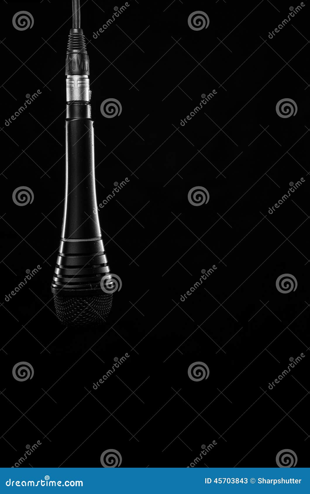 Microphone Hanging in Black Room Stock Image - Image of grasp, industry ...