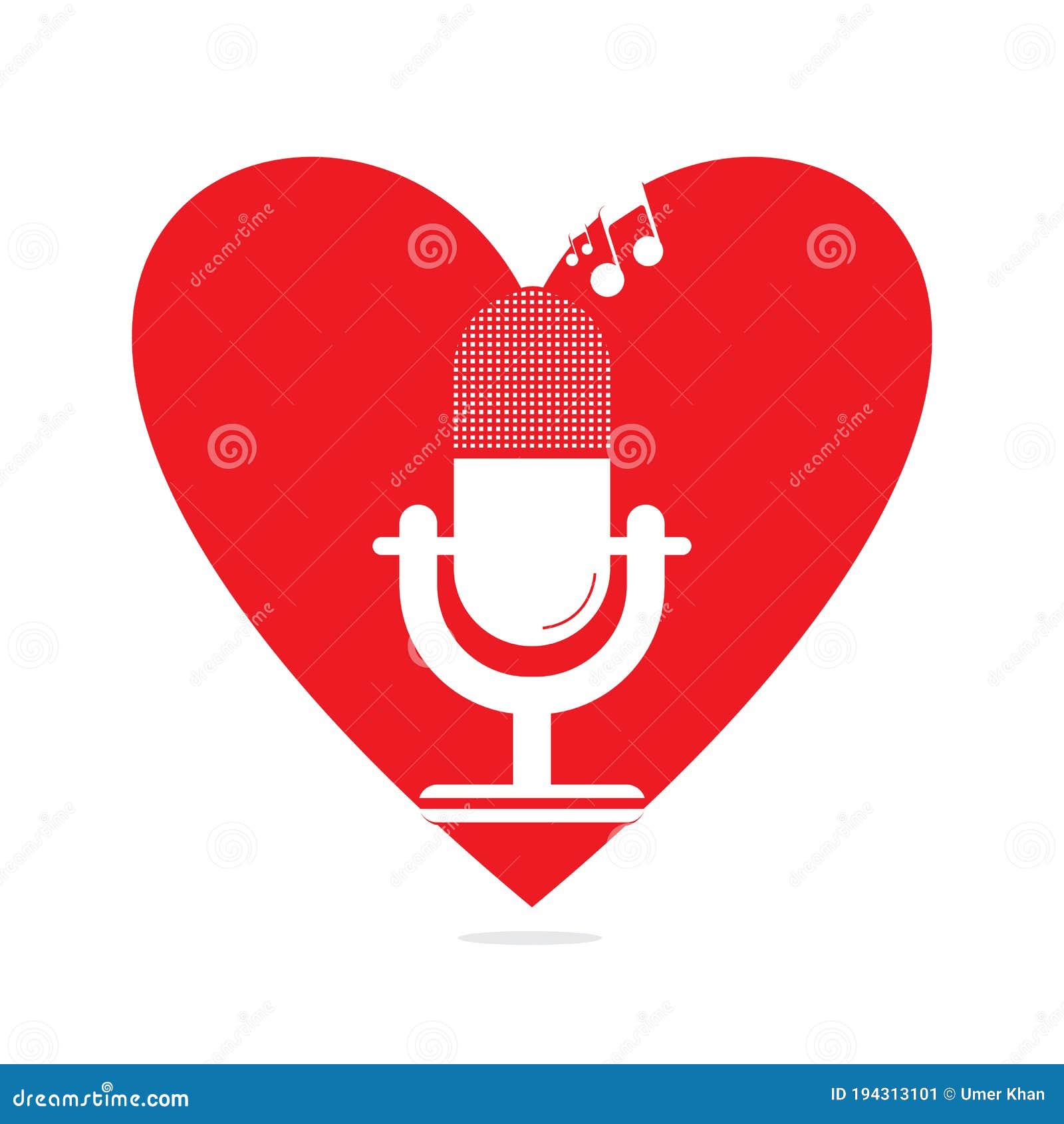 Microphone Heart Shape Concept Logo Design. Stock Vector - Illustration ...