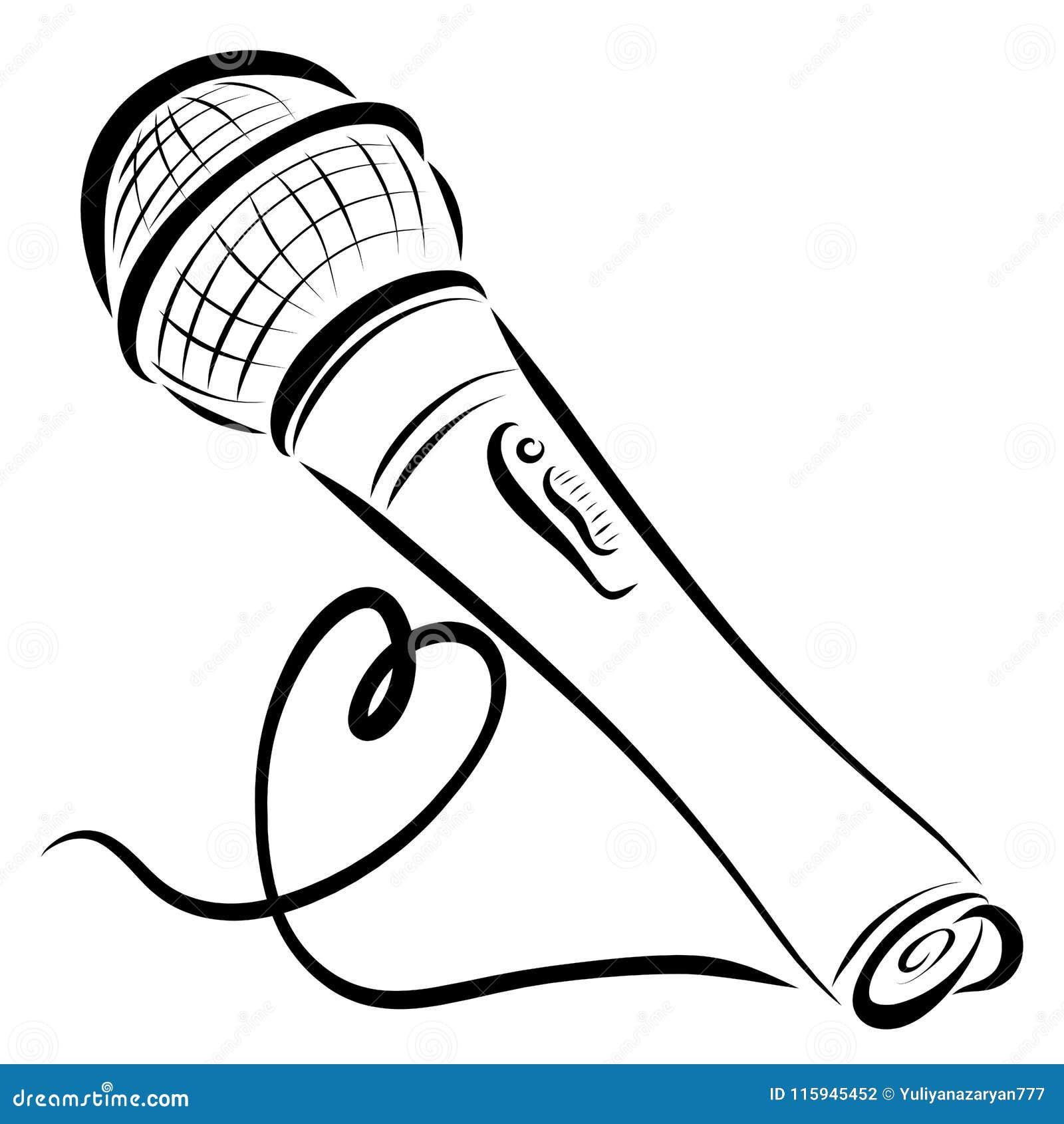 Microphone and Heart-shaped Wire Stock Illustration - Illustration of ...