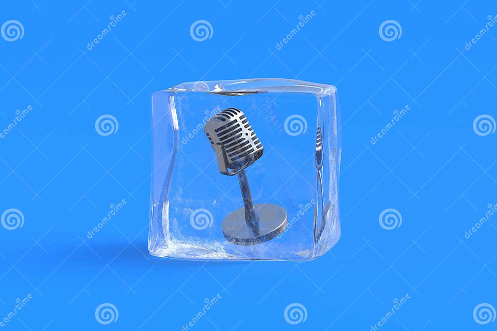 Microphone in ice cube stock illustration. Illustration of metal ...