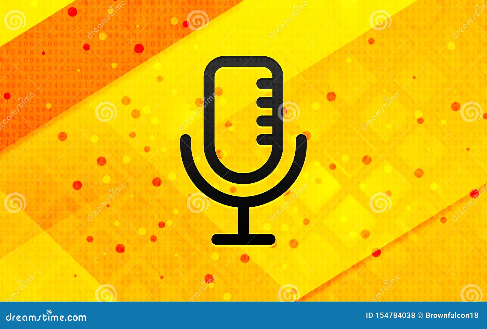 Microphone Icon Abstract Digital Banner Yellow Background Stock Photo ...