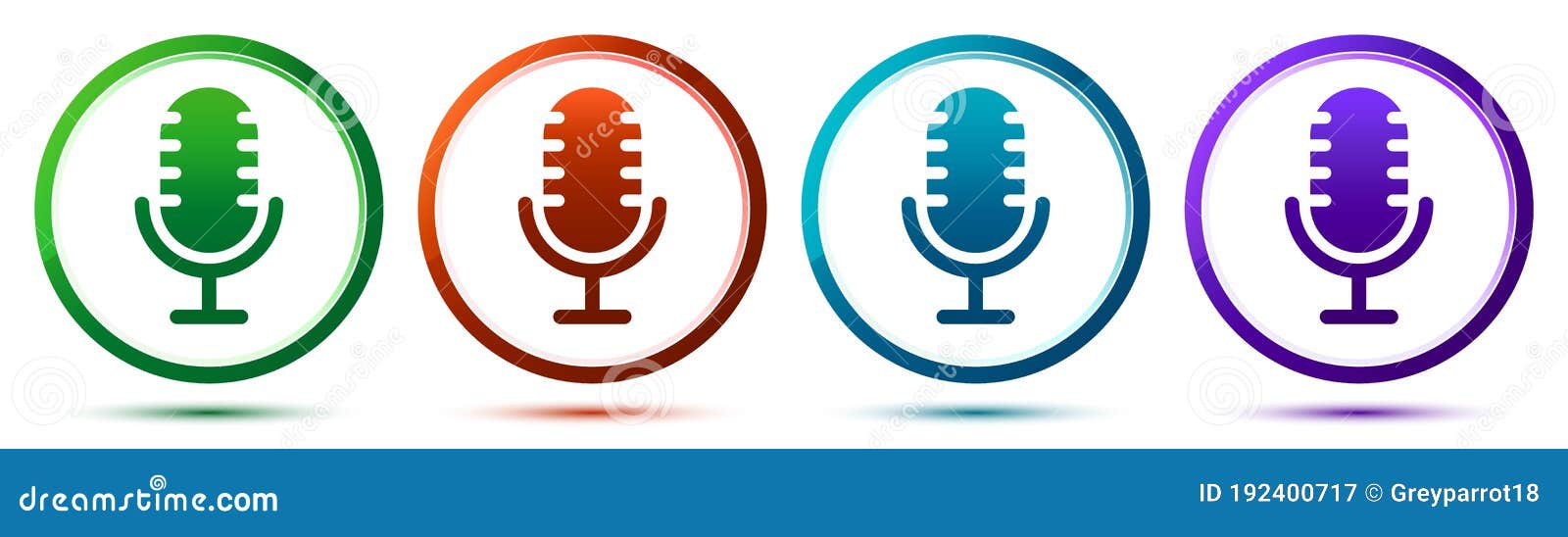 Microphone Icon Artistic Frame Round Button Set Illustration Stock ...