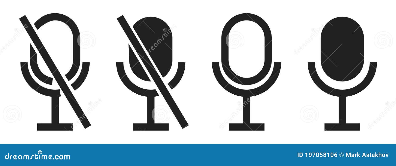 Microphone Icon Collection. Vector Isolated Microphone Symbol Stock ...