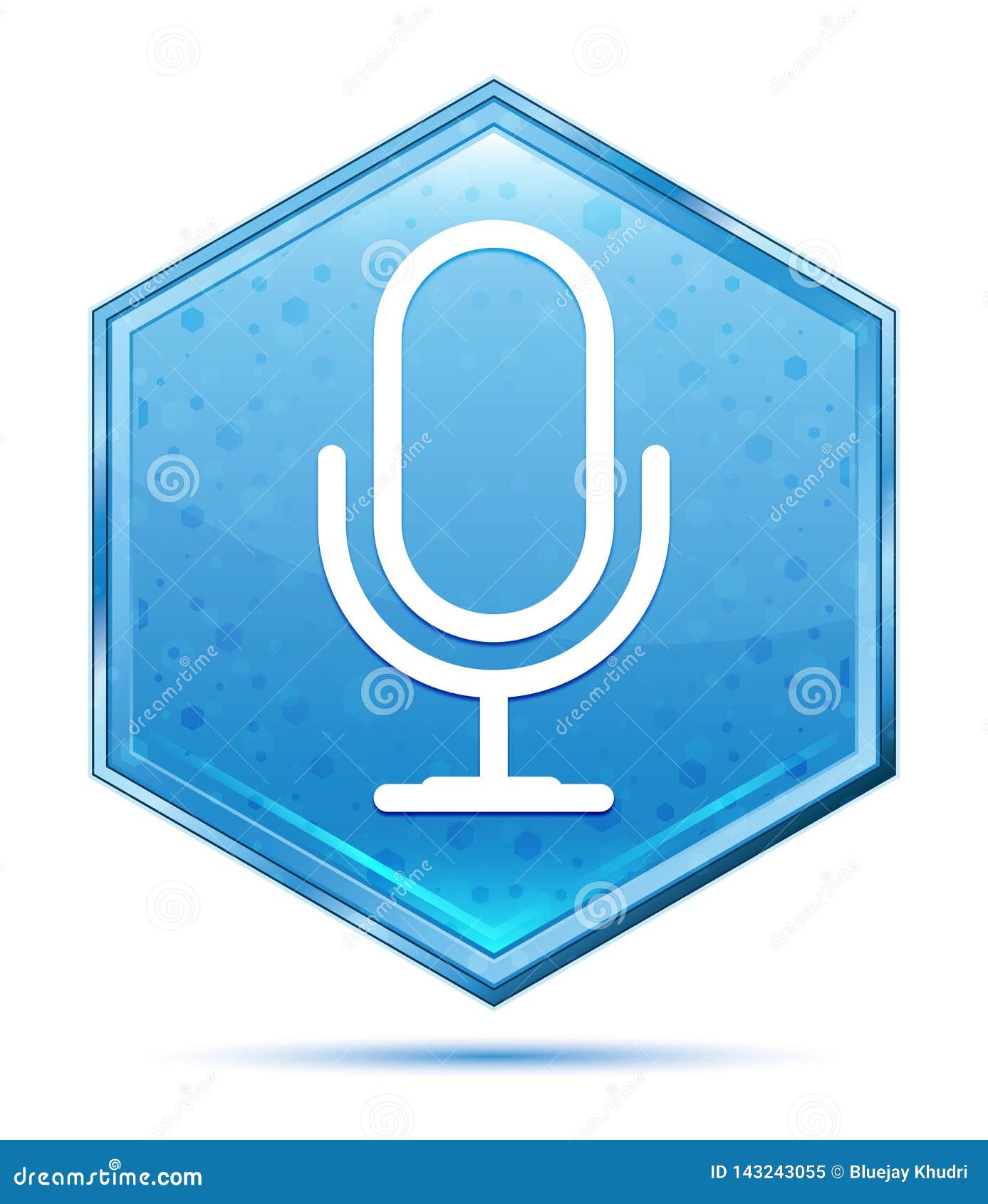 Microphone Icon Crystal Blue Hexagon Button Stock Illustration ...