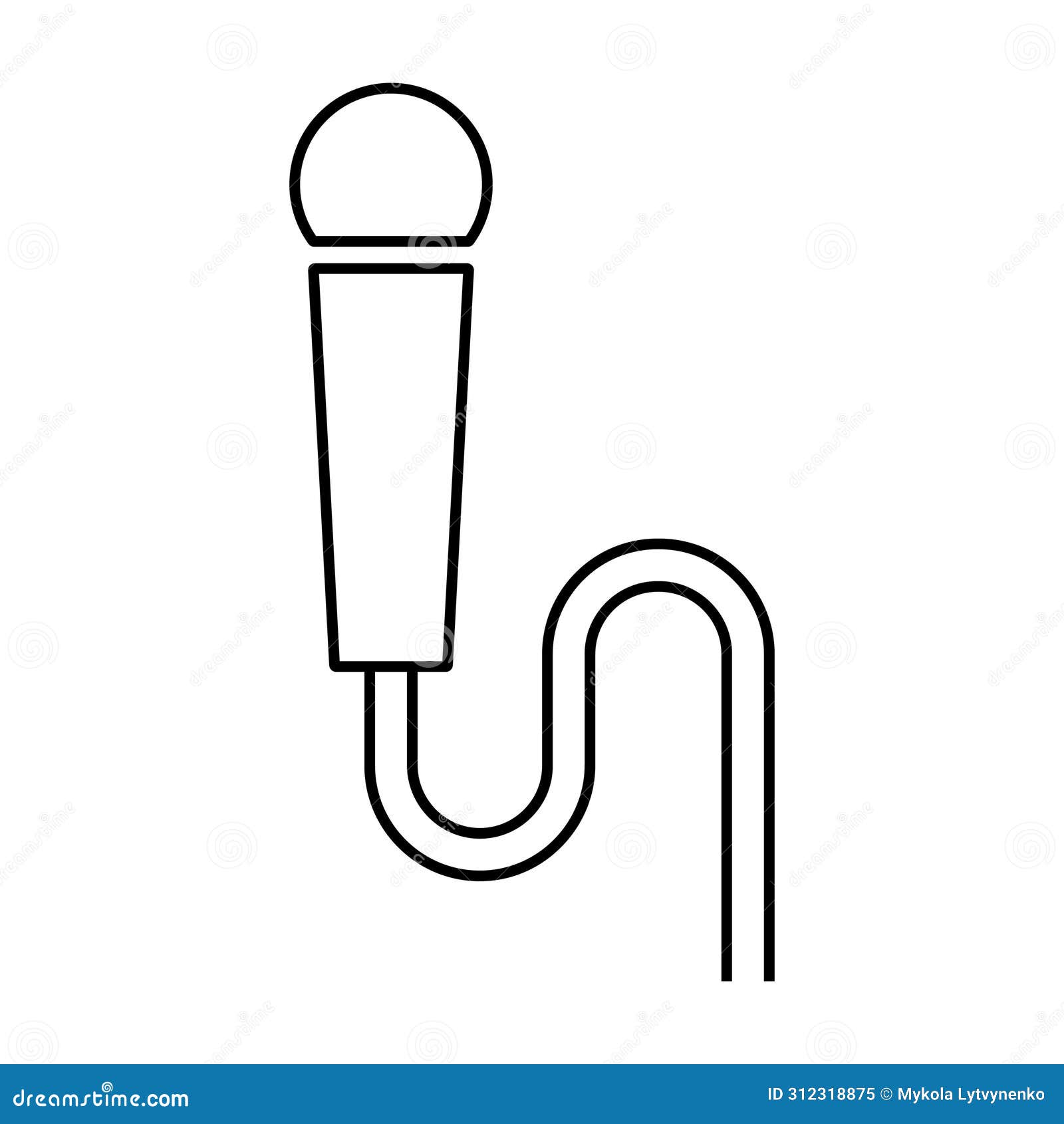 Microphone Icon with Curved Cable, Simple Microphone Outline Stock ...