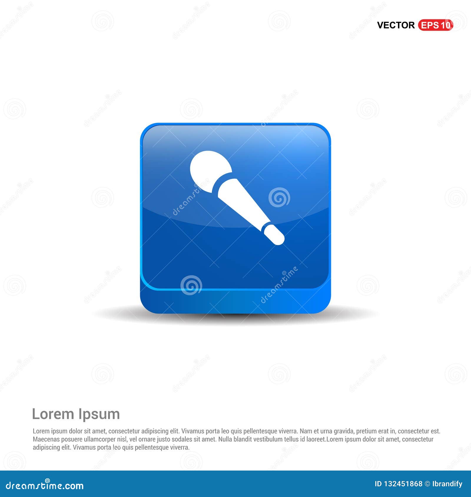 Microphone Icon - 3d Blue Button Stock Vector - Illustration of musical ...