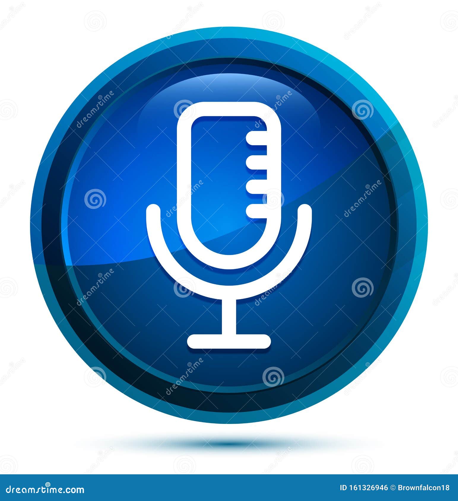 Microphone Icon Elegant Blue Round Button Illustration Stock Vector ...