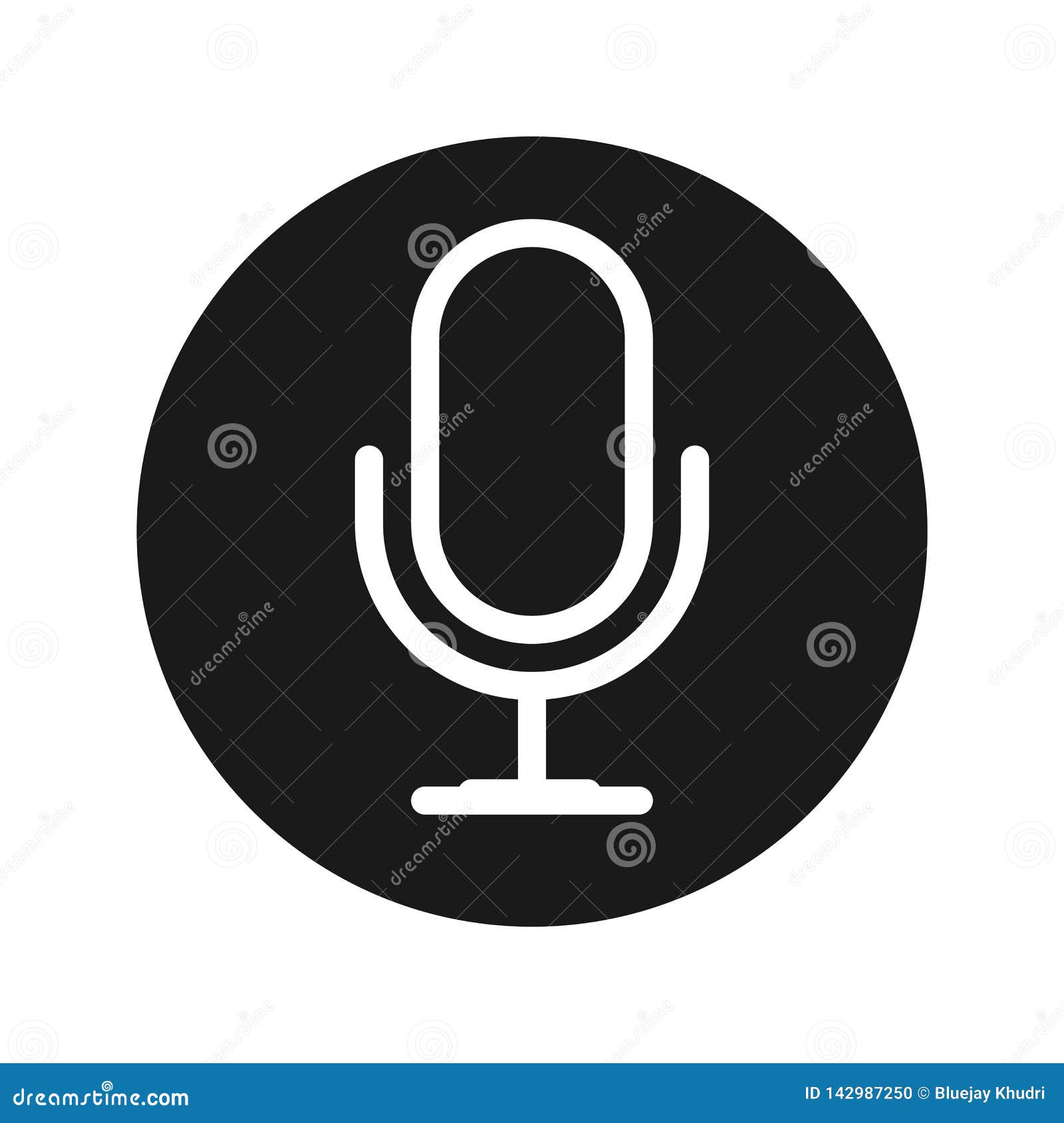 Microphone Icon Flat Black Round Button Vector Illustration Stock ...
