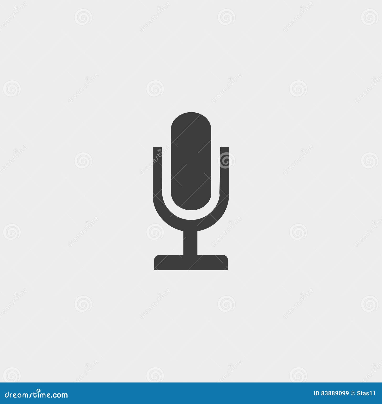 Microphone Icon in a Flat Design in Black Color. Vector Illustration ...