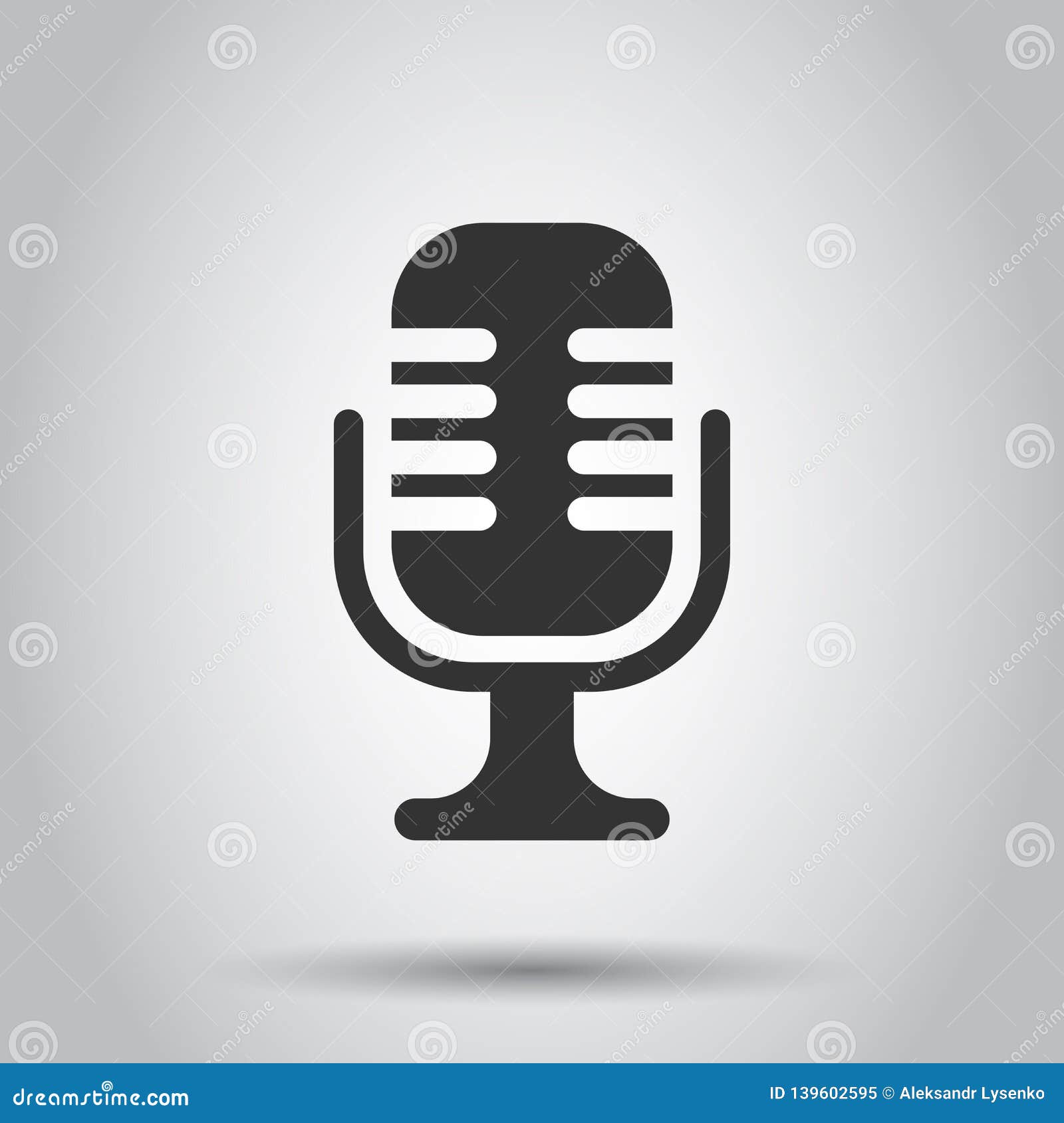 Flat Mike Icon Illustration Isolated On White Background ...