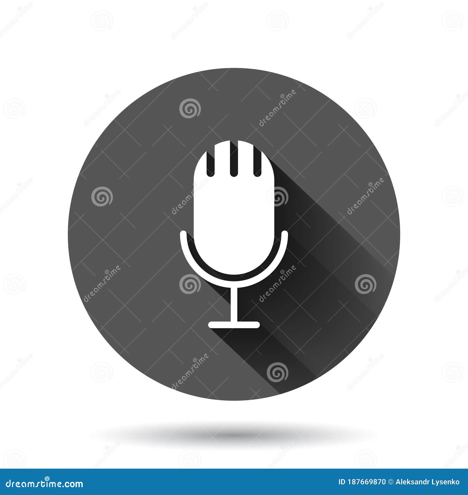 Microphone Icon in Flat Style. Studio Mike Vector Illustration on Black ...