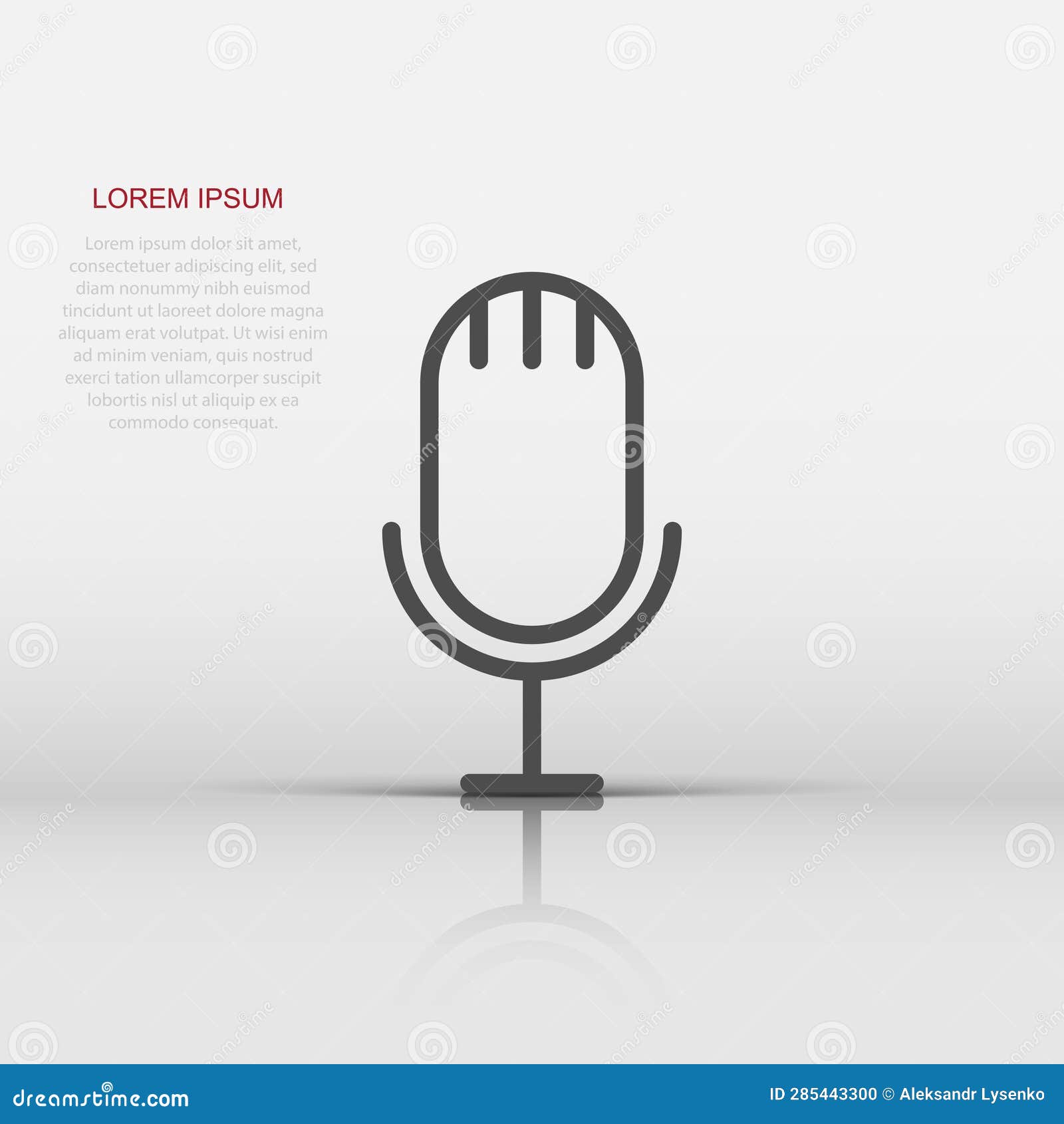 Microphone Icon in Flat Style. Studio Mike Vector Illustration on White ...