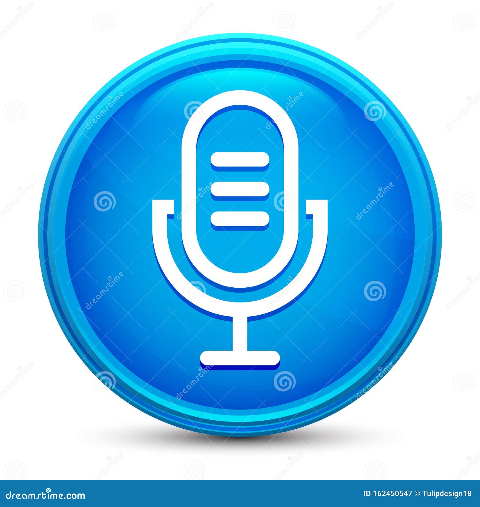 Microphone Icon Glass Shiny Blue Round Button Isolated Design Vector ...