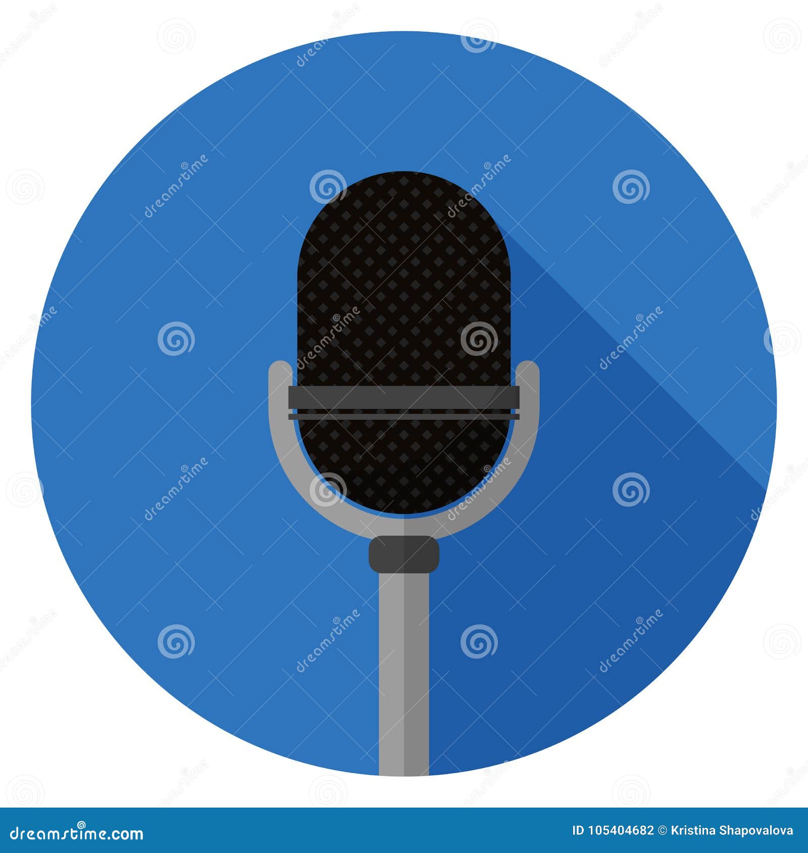 Microphone Icon in Flat Design. Stock Illustration - Illustration of ...